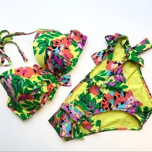 Swim | Navy Blue And White Bathing Suit | Poshmark